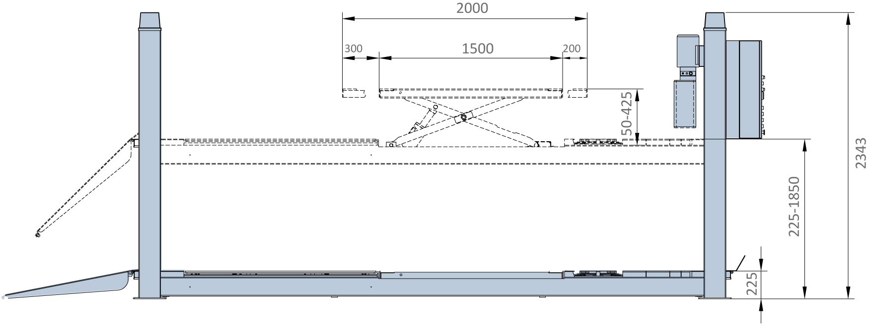 QUADRA 5T - For wheel alignment with auxiliary lift and 5.80 m tracks ...